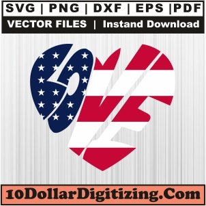 American Flag Love Heart Png Transparent | Heart USA Flag Svg Vector
