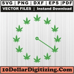 420 Analog Clock Svg | Marijuana Leaf Watch Png Vector