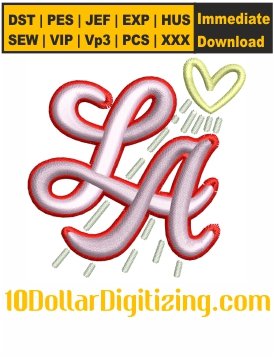 Dodgers LA Logo 3D Puff Embroidery Design | Los Angeles Dodgers Puffy ...